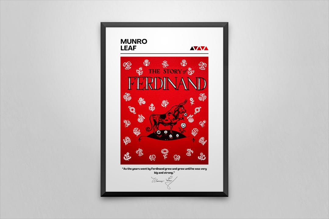 The Story of Ferdinand Book Cover Poster | Munro Leaf | Minimalist Book ...