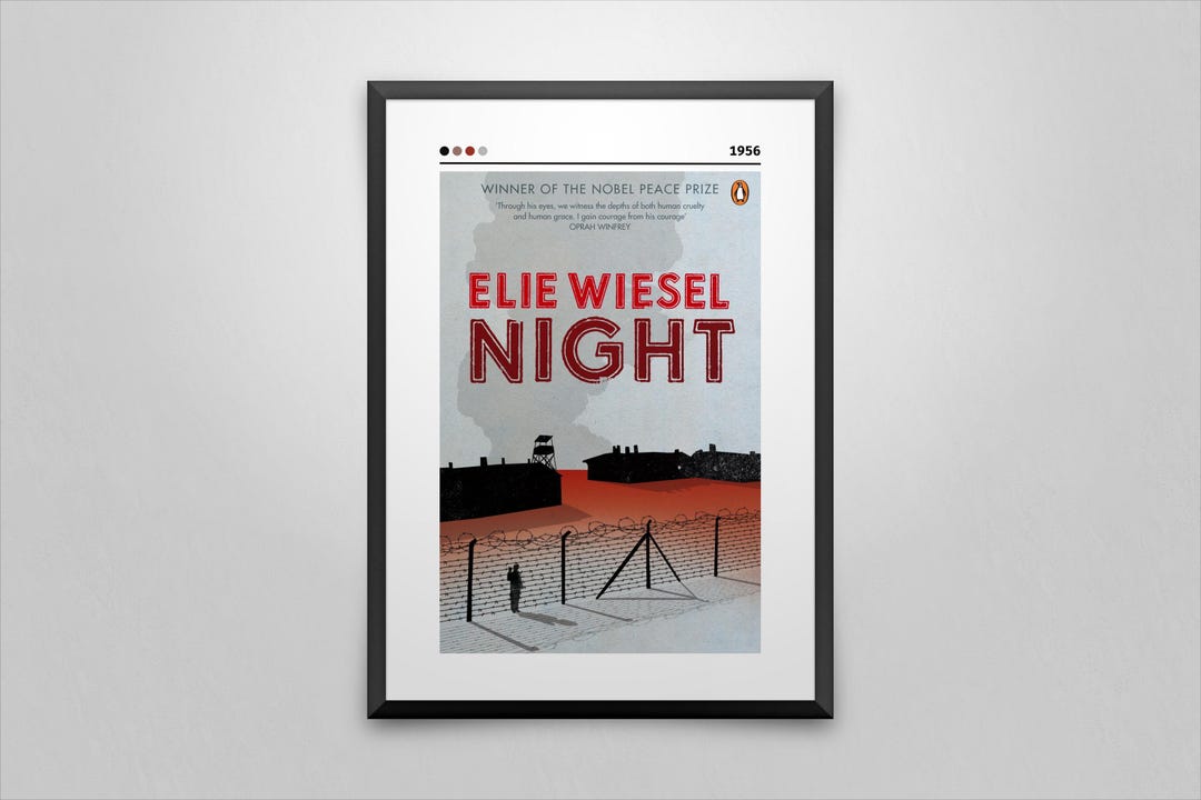 Night Book Cover Poster | Elie Wiesel | Minimalist Book Poster | Custom ...
