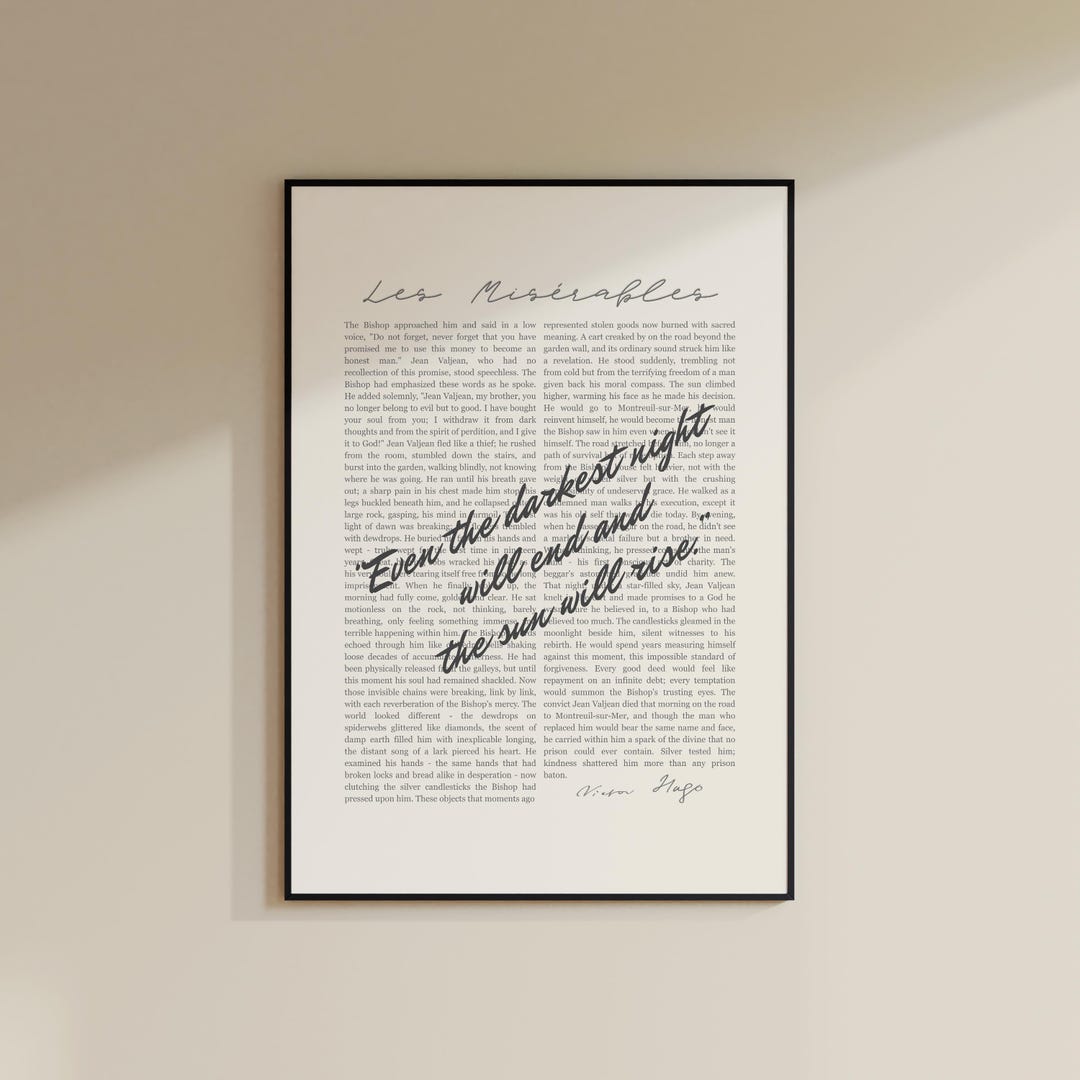 Les Misérables Quote Poster: Victor Hugo Book Print - Etsy