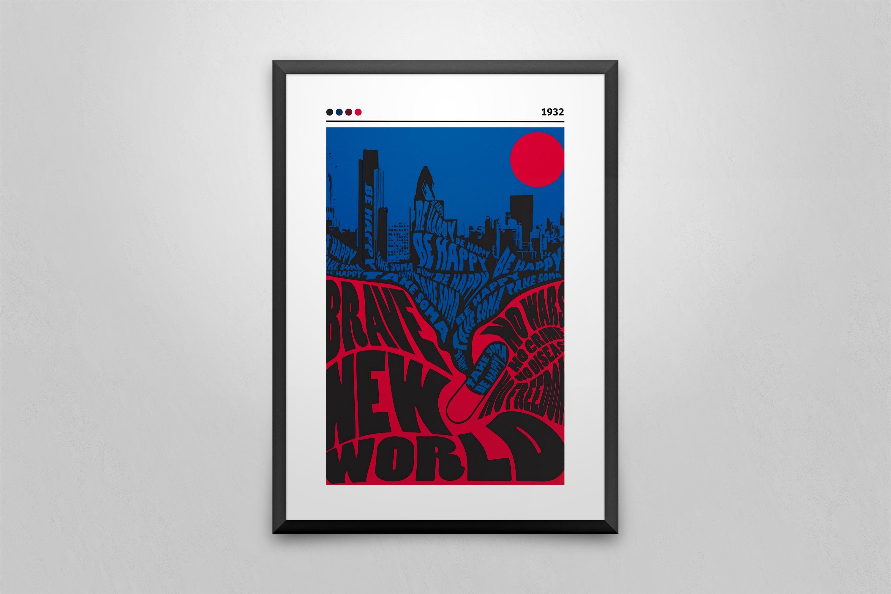 Brave New World Book Cover Poster | Aldous Huxley | Minimalist Book ...