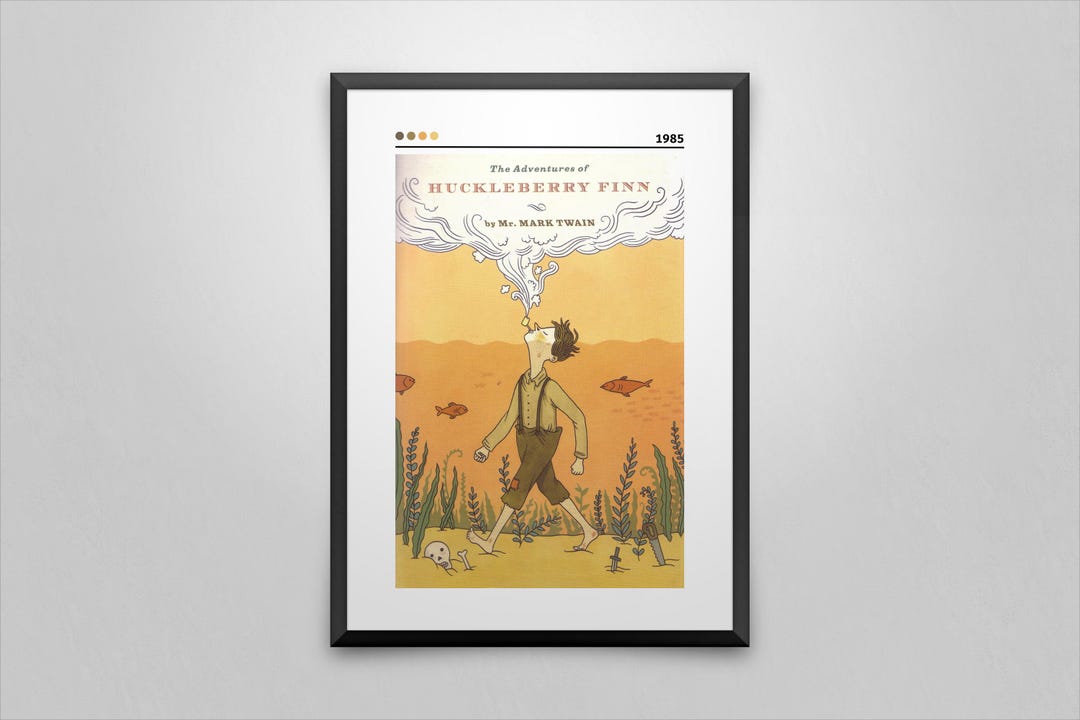 Huckleberry Finn Book Cover Art Print: Mark Twain Minimalist Poster - Etsy