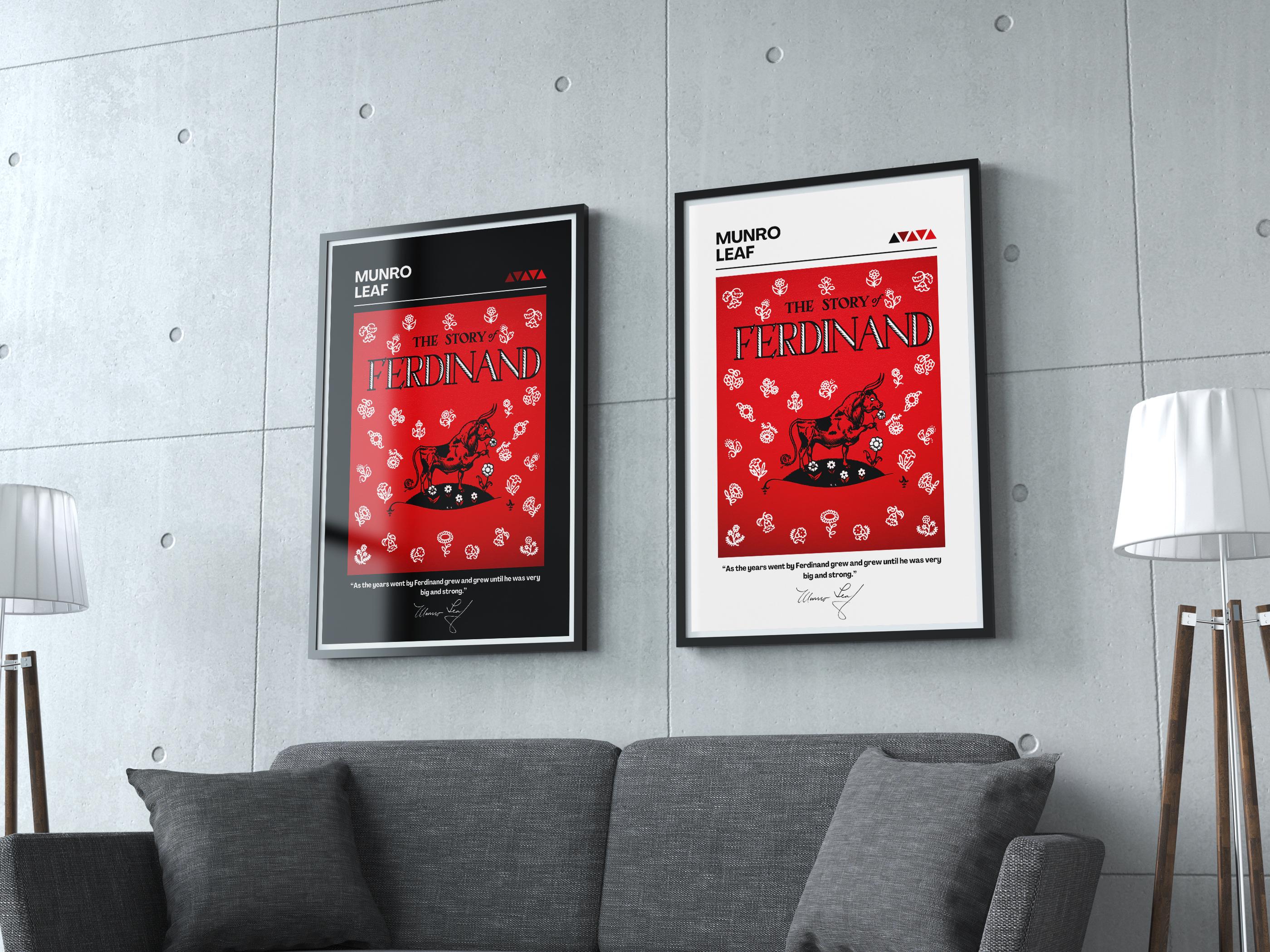 The Story of Ferdinand Book Cover Poster | Munro Leaf | Minimalist Book ...