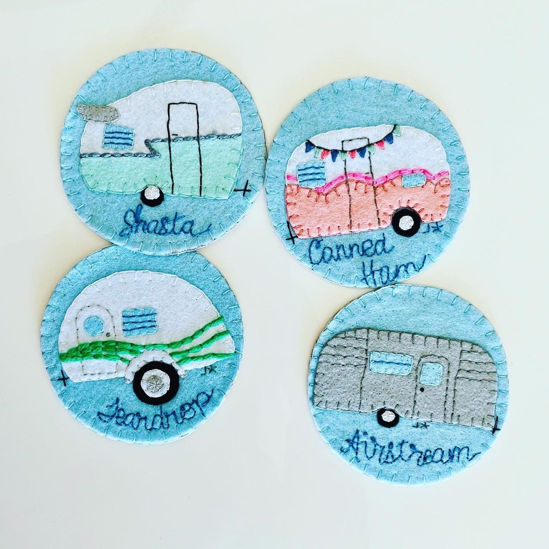 Coasters - Felt Vintage Camper Trailers, Set of 4 for Drinks ...