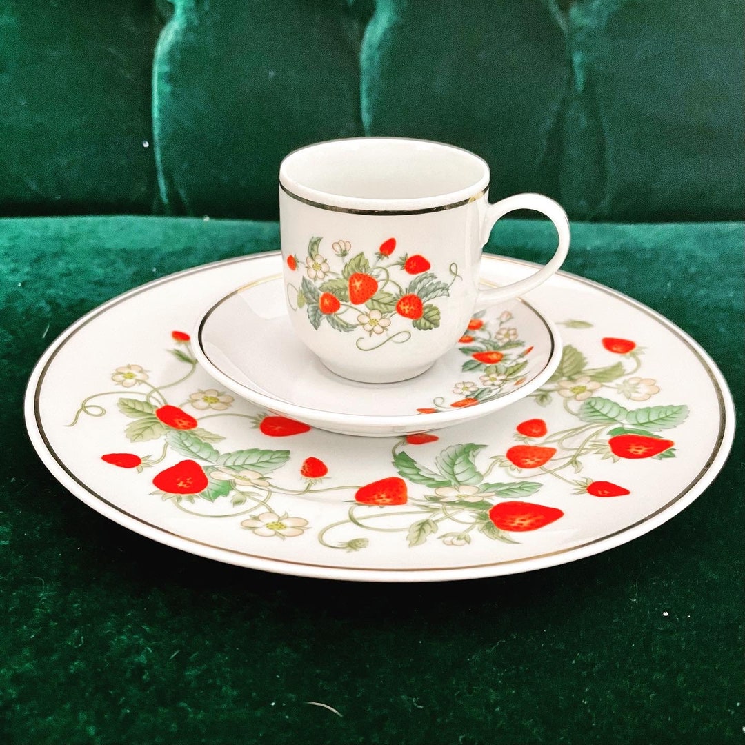 Dishes Vintage Avon Strawberry Plate Saucer and Demi-cup - Etsy