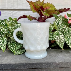 Vintage Fire King Kimberly Mugs: Anchor Hocking Diamond Glass Set - Etsy