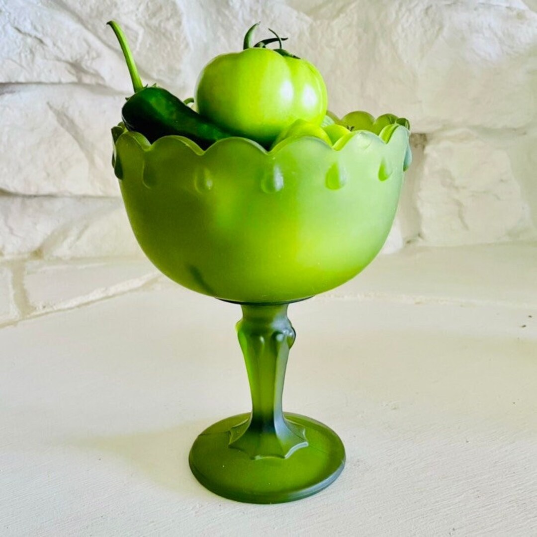 Bowl - Vintage Teardrop Compote Pedestal Dish From Indiana Glass ...