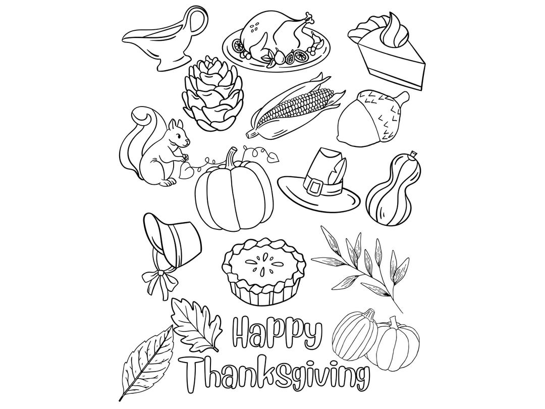 Thanksgiving Coloring Page, Kids Coloring Activity, Kids Thanksgiving ...