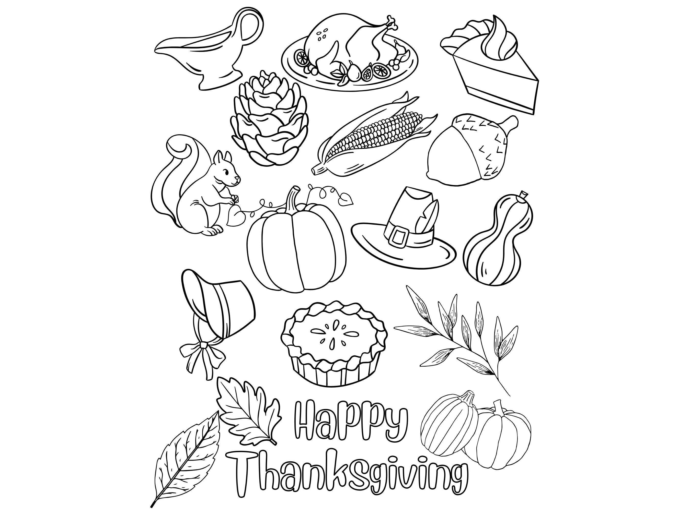 Thanksgiving Coloring Page, Kids Coloring Activity, Kids Thanksgiving ...