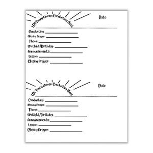 Young Women Class Conducting Sheet, LDS Meeting, YW Class Meeting ...