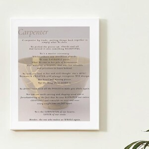 Christian Gift/wall Art/ Poetry- "carpenter" Poetry Print: A Touch of ...