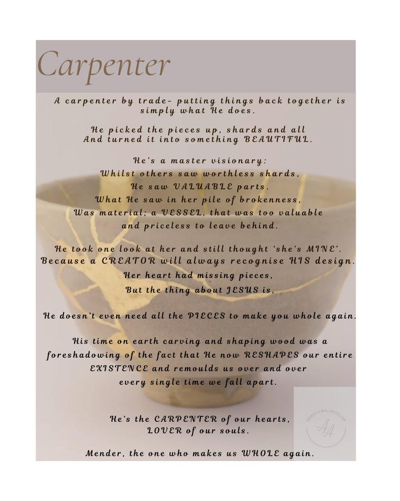 Christian Gift/wall Art/ Poetry- "carpenter" Poetry Print: A Touch of ...