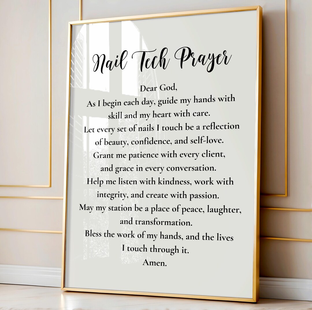 Nail Tech Prayer Printable Wall Art: Christian Salon Decor (digital ...