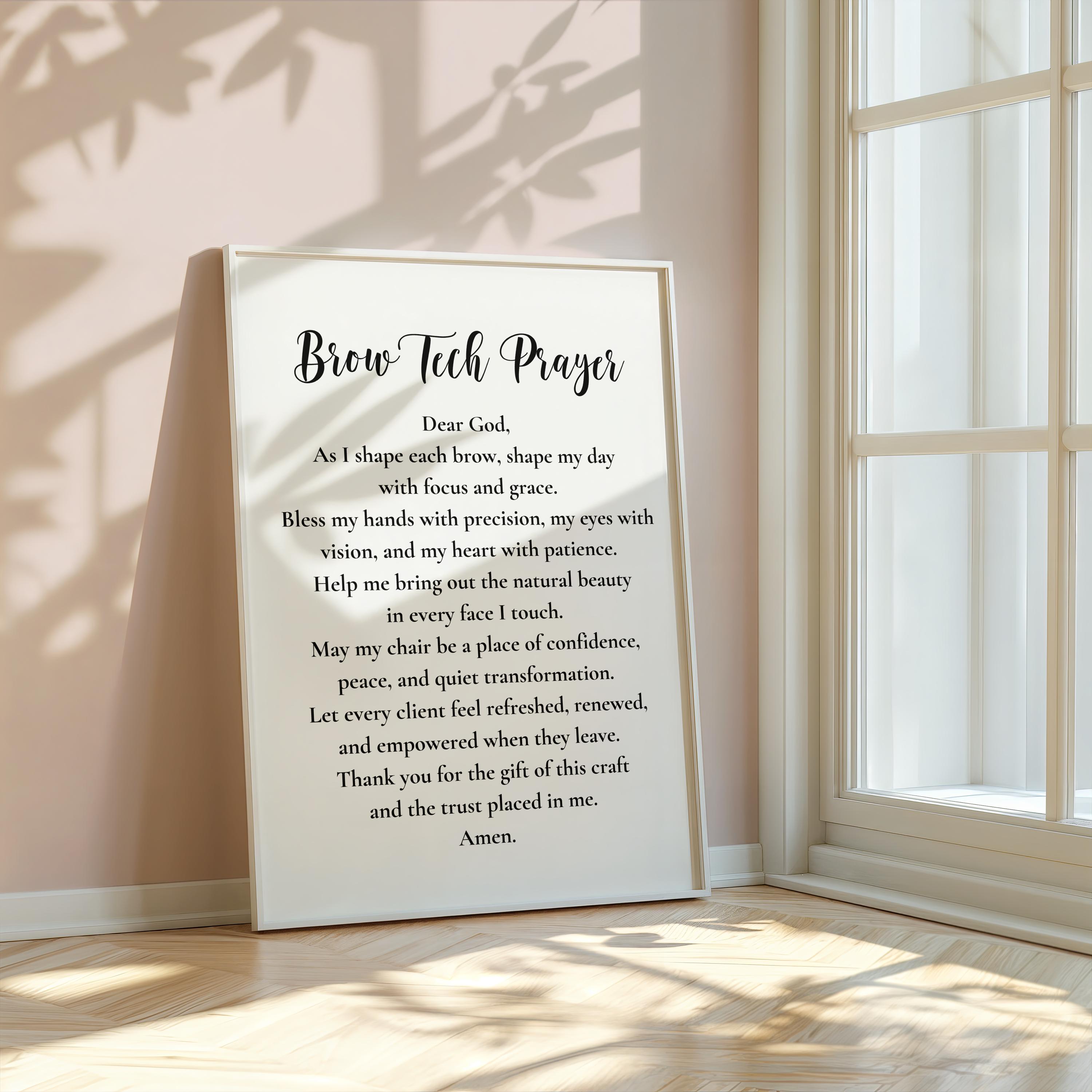 Brow Tech Prayer Art: Christian Salon Decor (digital Download) - Etsy