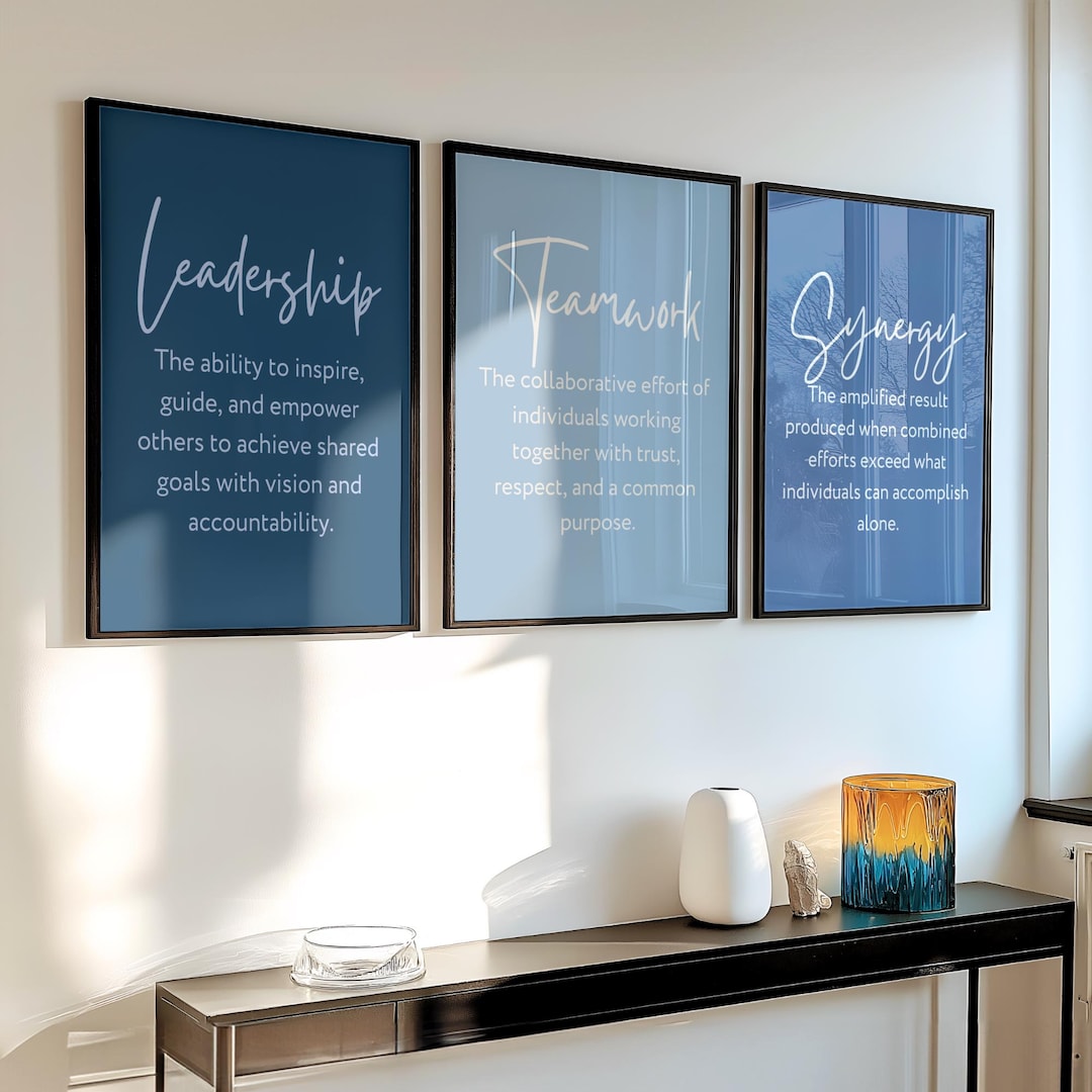 Motivational Office Wall Art Print Set: Leadership, Teamwork, Synergy ...