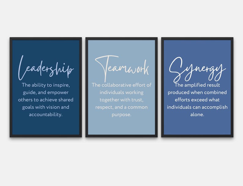 Motivational Office Wall Art Print Set: Leadership, Teamwork, Synergy ...