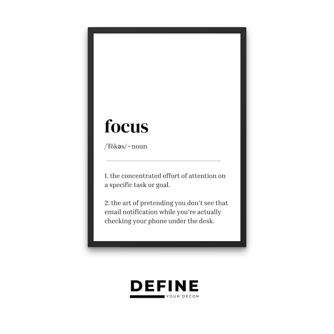 Focus Definition Printable Art, Workplace Poster, Home Office Decor ...