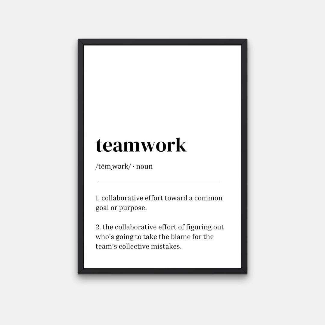 Teamwork Definition Printable Wall Art, Teamwork Poster, Office Wall ...