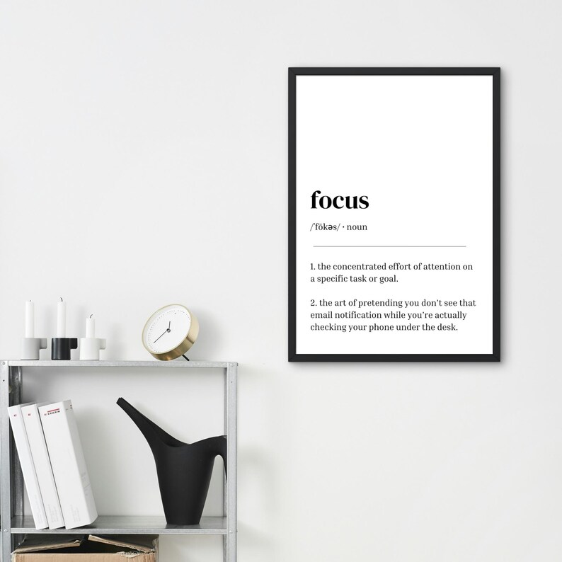 Focus Definition Printable Art, Workplace Poster, Home Office Decor ...