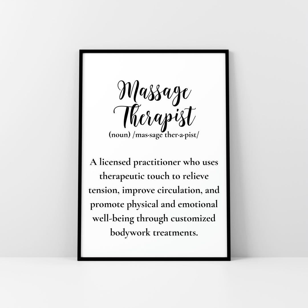 Massage Therapist Definition Printable, Massage Therapist Wall Art ...