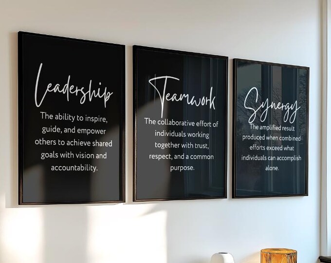 Leadership, Teamwork, Success, Office Decor, 3 Piece Wall Art ...