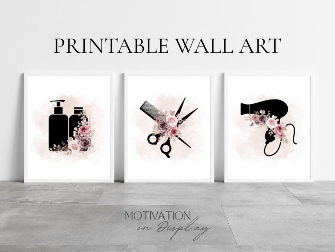 Hair Salon Wall Art Printable, Floral Beauty Salon Decor, Haircare Wall ...