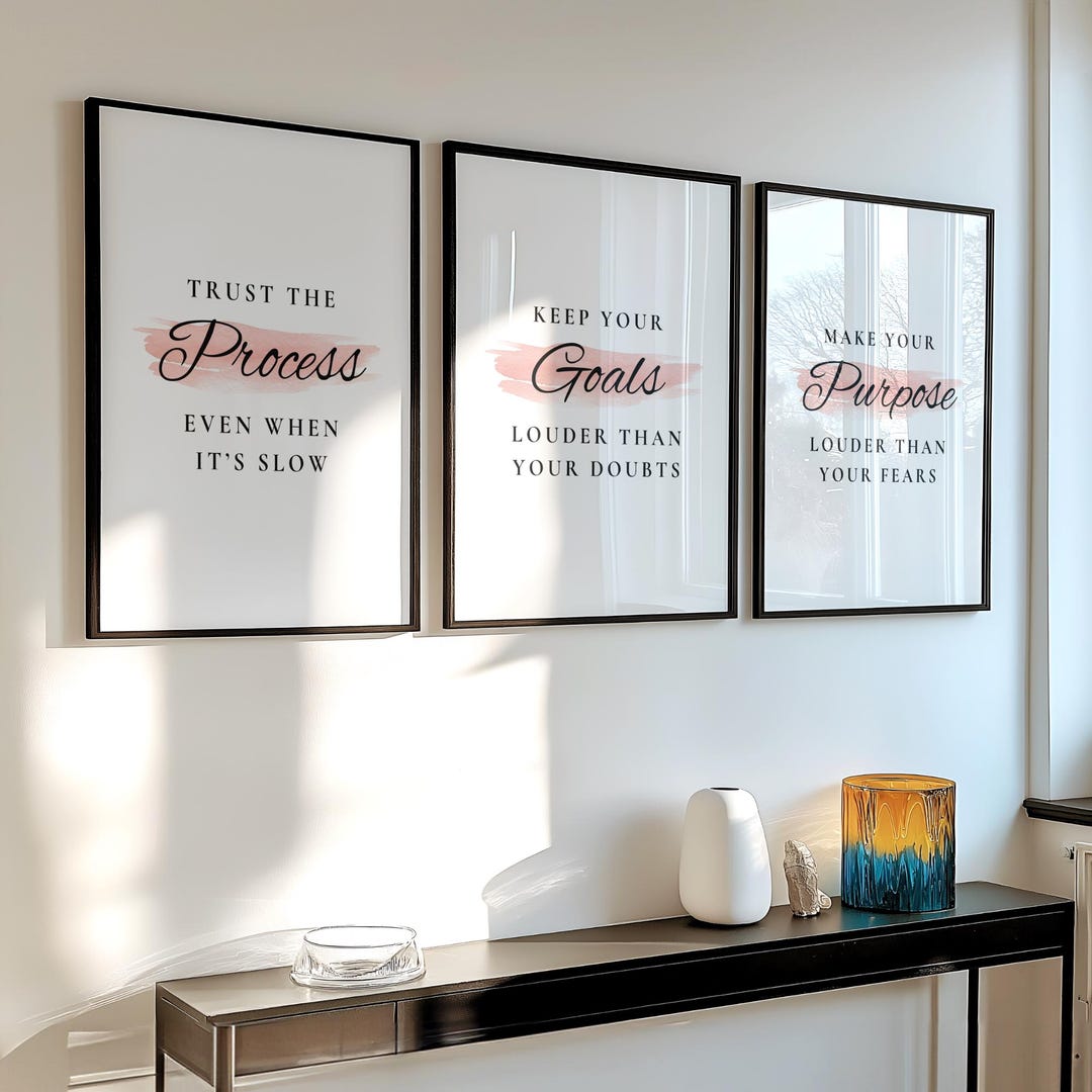 Pink Success Quotes Wall Art: Motivational Office Decor (digital ...