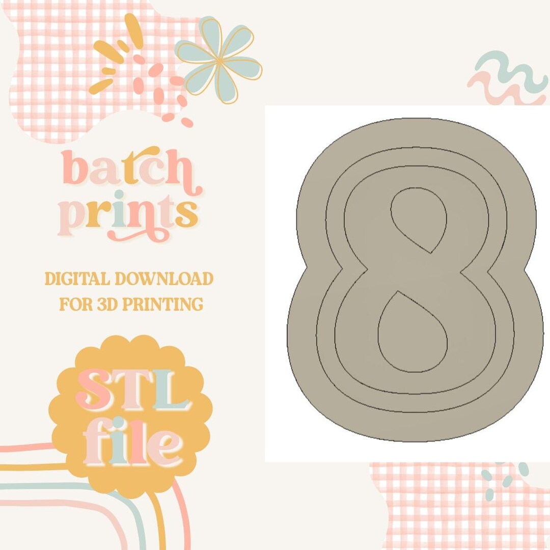 Double Layer Number 8 - Cookie Stamp and Cutter STL File - Etsy