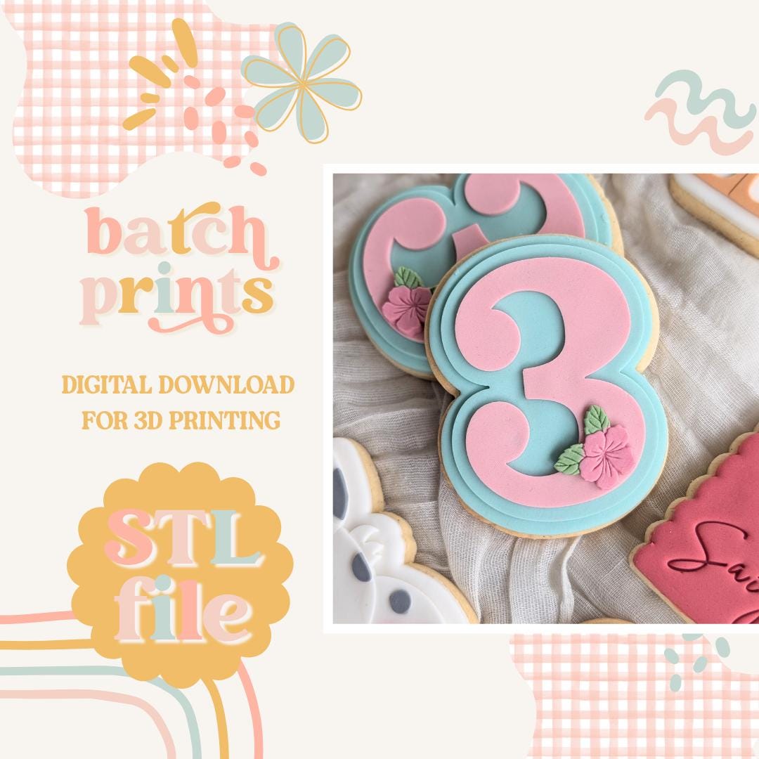 Double Layer Number 3 - Cookie Stamp and Cutter STL File - Etsy