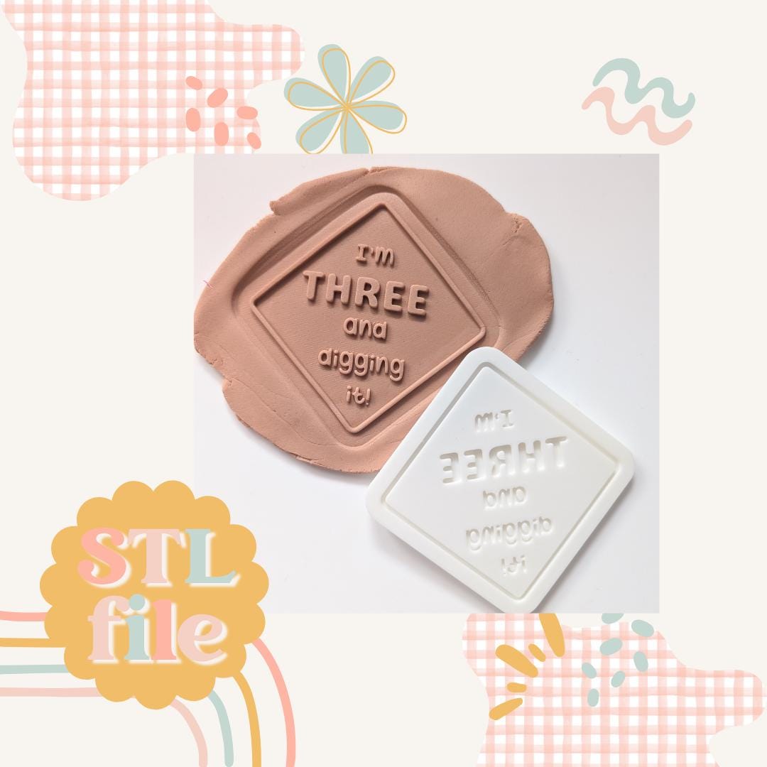 Three and Diggin' It - Cookie Stamp and Cutter STL File - Etsy