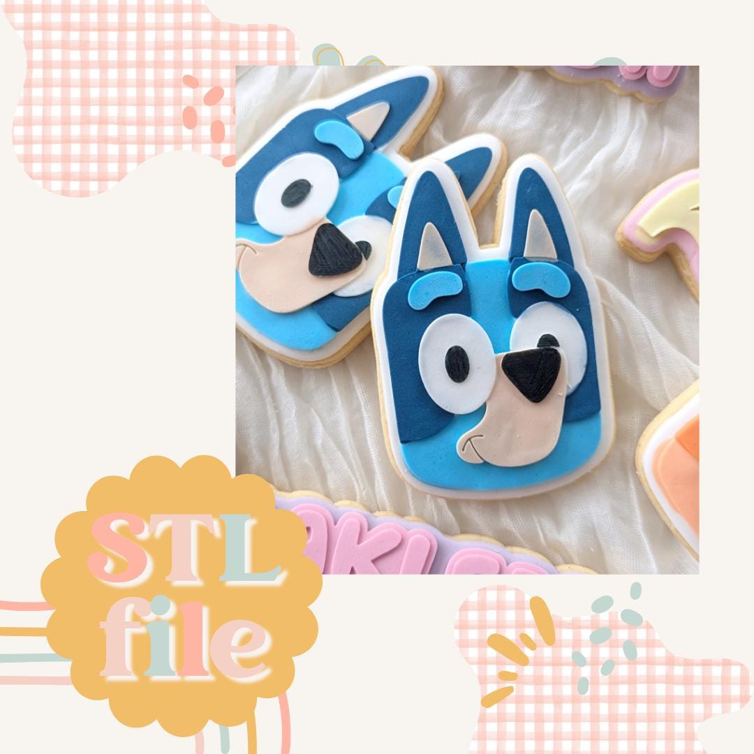 Blue Dog Face - Cookie Stamp and Cutter STL File for 3D Printing ...