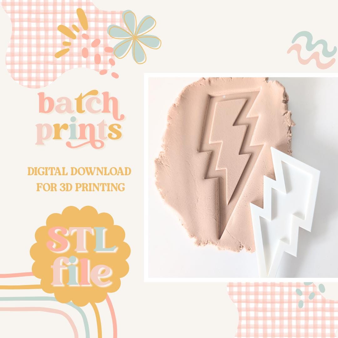 Lightning Bolt - Cookie Stamp and Cutter STL File - Etsy