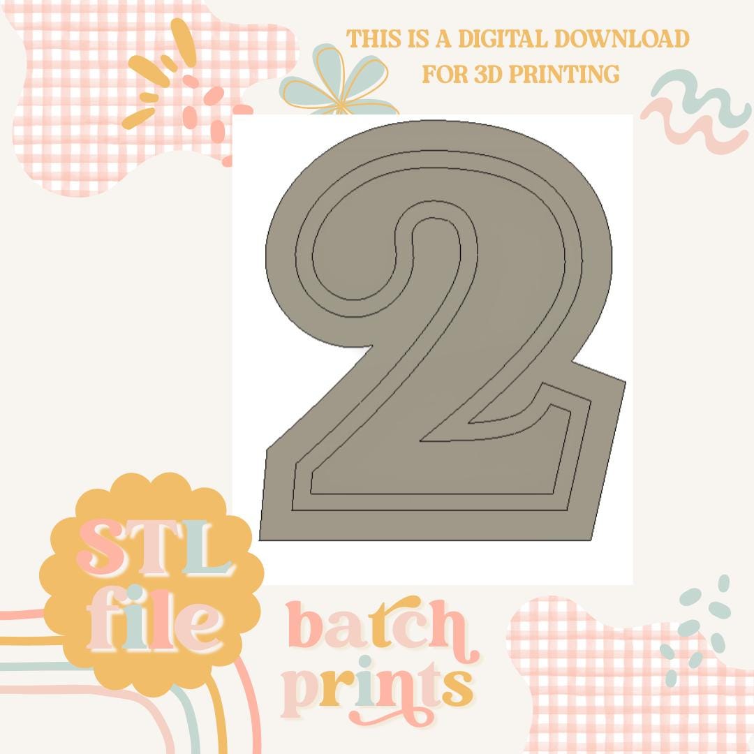 Double Layer Number 2 - Cookie Stamp and Cutter STL File - Etsy