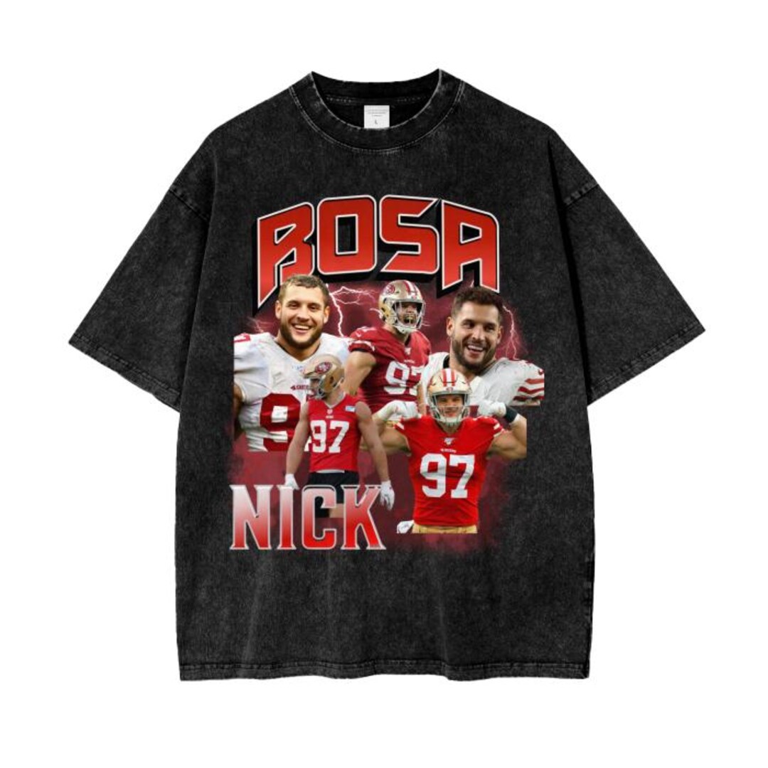 Nick Bosa Retro Graphic Tshirt, San Francisco 49ers Football Shirt ...