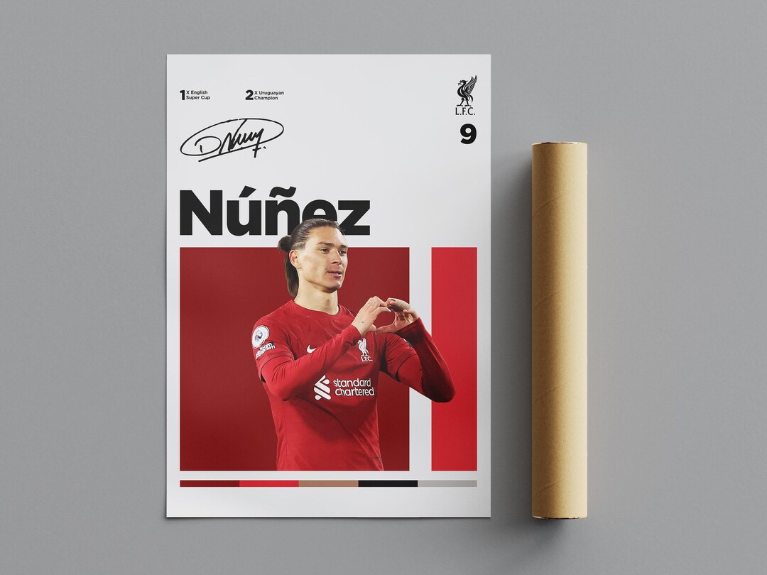 Darwin Núñez Poster, Minimalist Poster, Sports Poster, Wall Art, Wall ...
