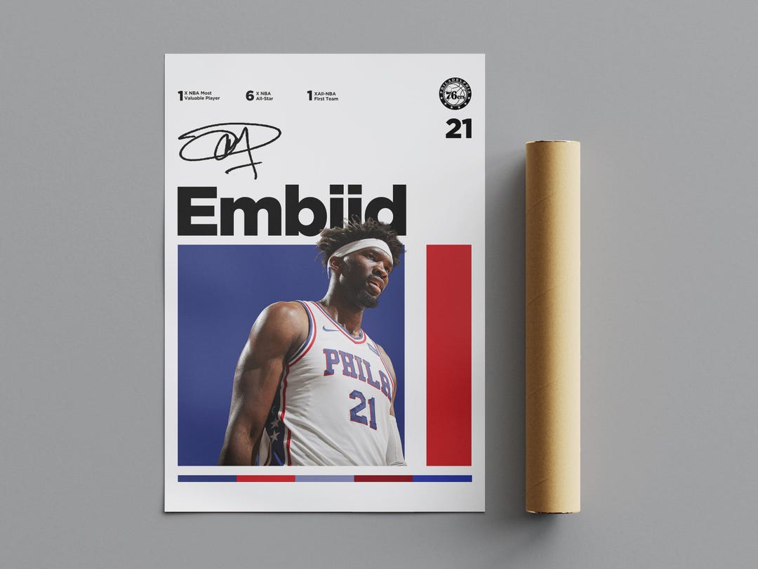 Joel Embiid Philadelphia 76ers Poster, Minimalist Poster, Sports Poster ...