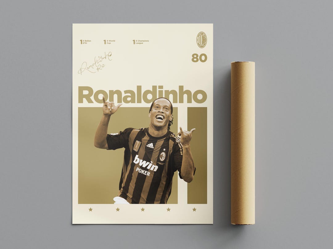Ronaldinho Poster, Minimalist Poster, Sports Poster, Wall Art, Wall ...