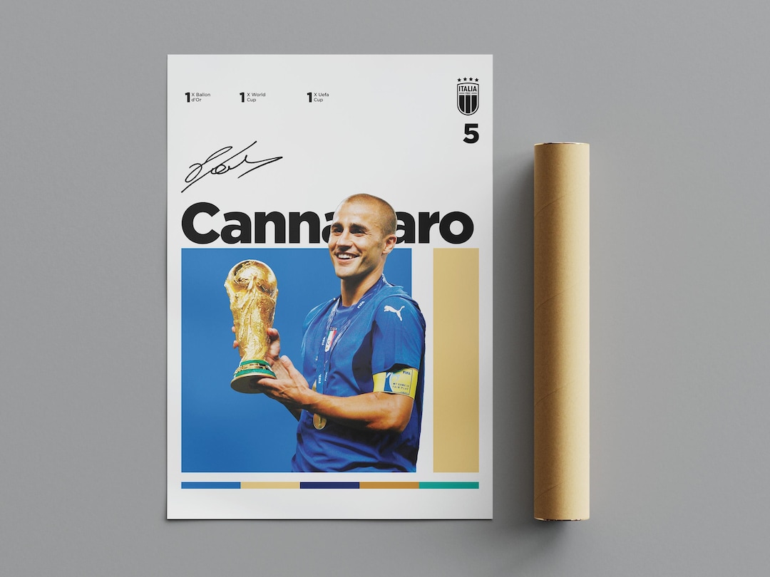 Fabio Cannavaro Poster, Minimalist Poster, Sports Poster, Wall Art ...
