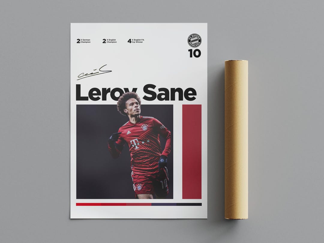 Leroy Sané Poster, Minimalist Poster, Sports Poster, Wall Art, Wall ...