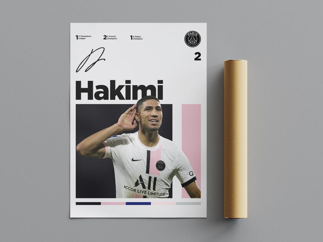 Achraf Hakimi Poster, Minimalist Poster, Sports Poster, Wall Art, Wall ...
