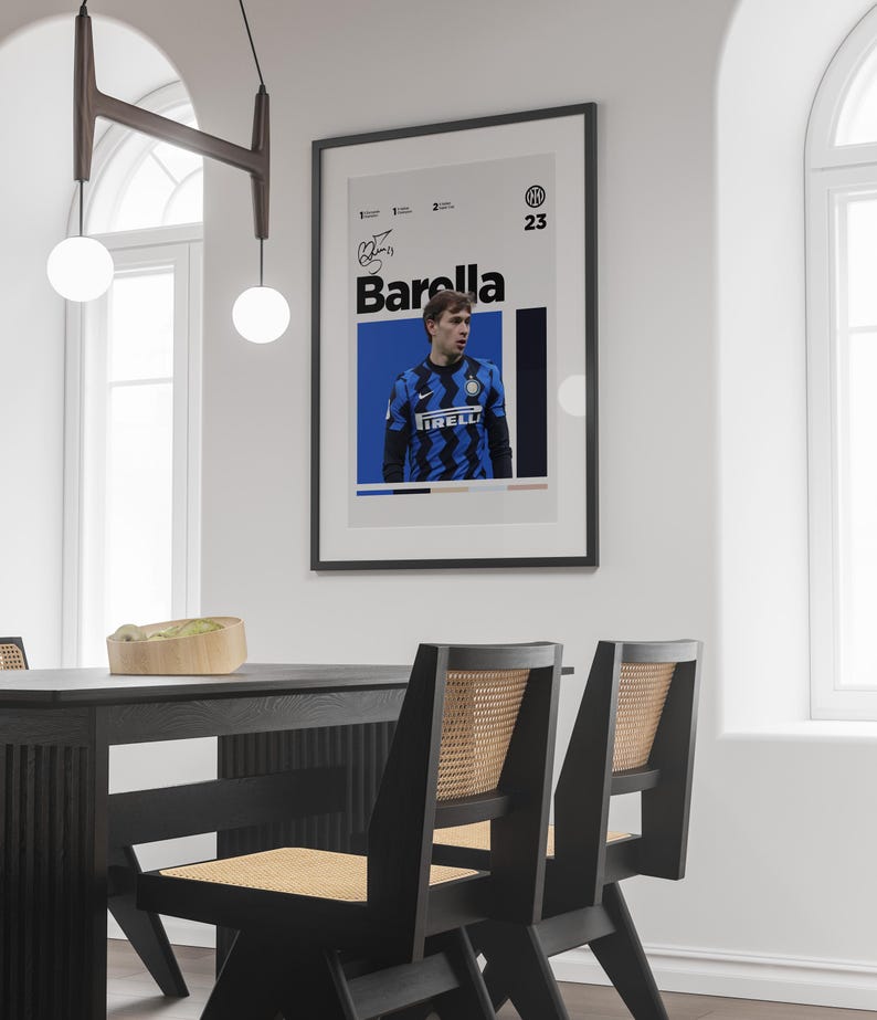 Nicolò Barella Poster, Minimalist Poster, Sports Poster, Wall Art, Wall ...