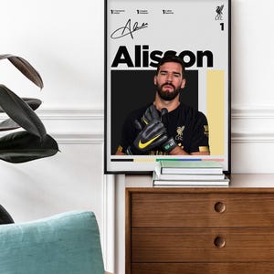 Alisson Becker Poster, Minimalist Poster, Sports Poster, Wall Art, Wall ...