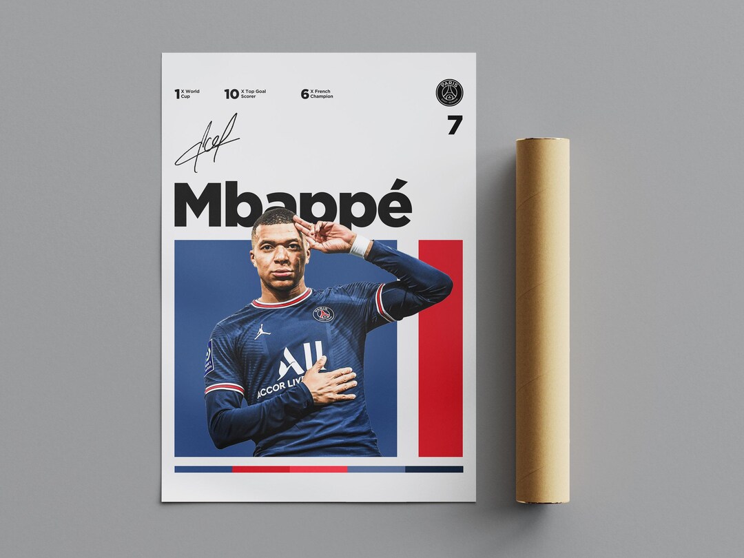Kylian Mbappé Poster, Minimalist Poster, Sports Poster, Wall Art, Wall ...