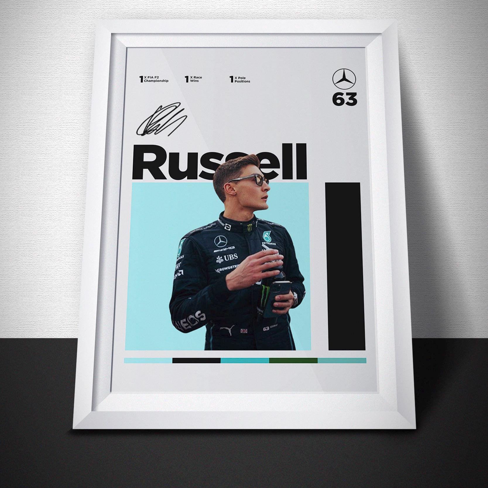 George Russell Poster, Minimalist Poster, Sports Poster, Wall Art ...