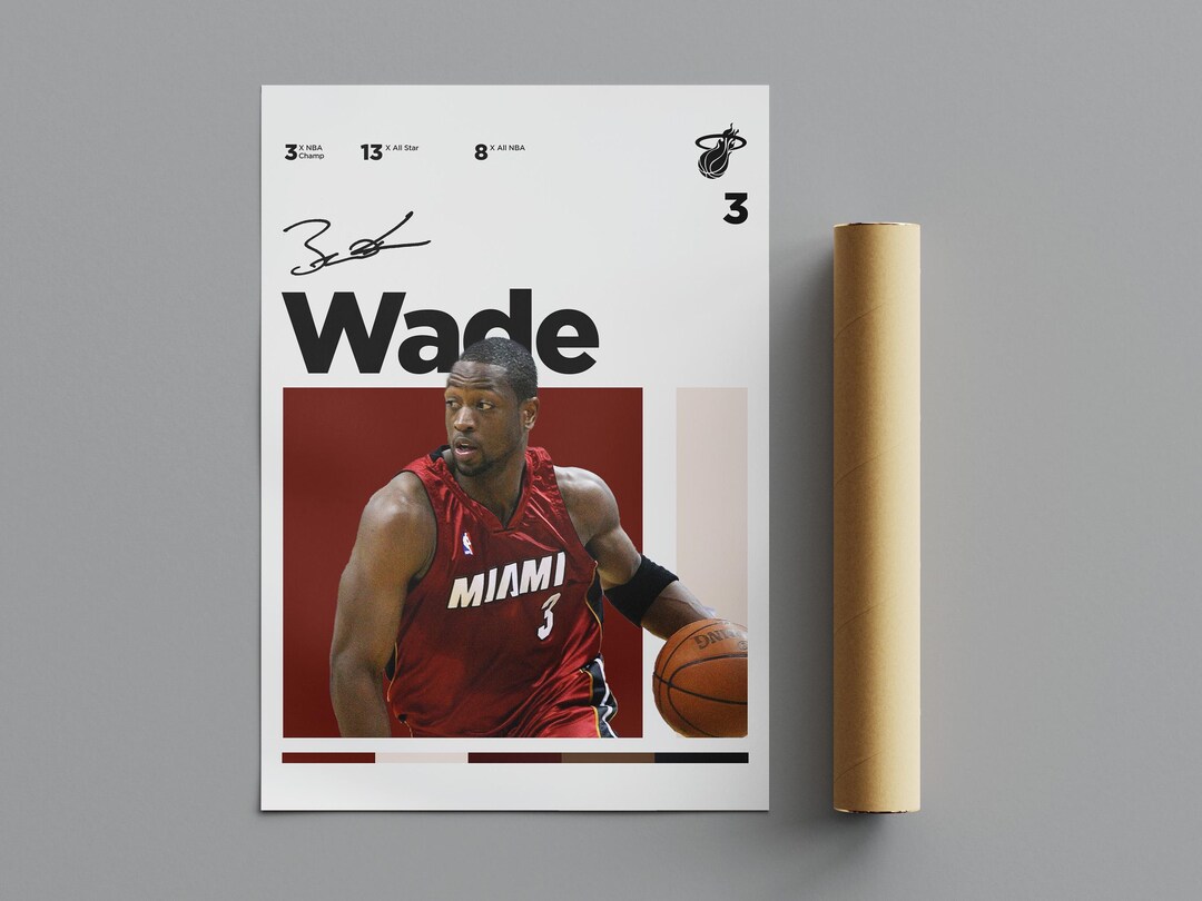 Dwyane Wade Poster, Miami Heat Poster, Minimalist Poster, Sports Poster ...