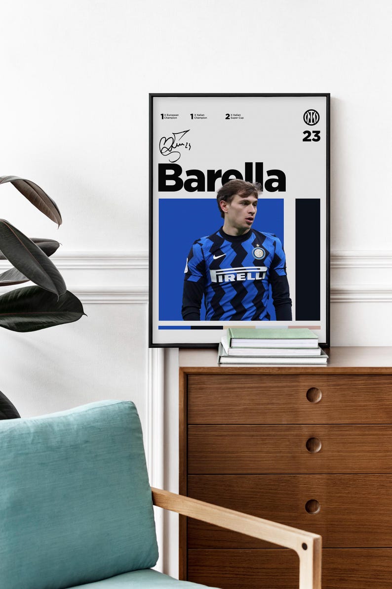 Nicolò Barella Poster, Minimalist Poster, Sports Poster, Wall Art, Wall ...