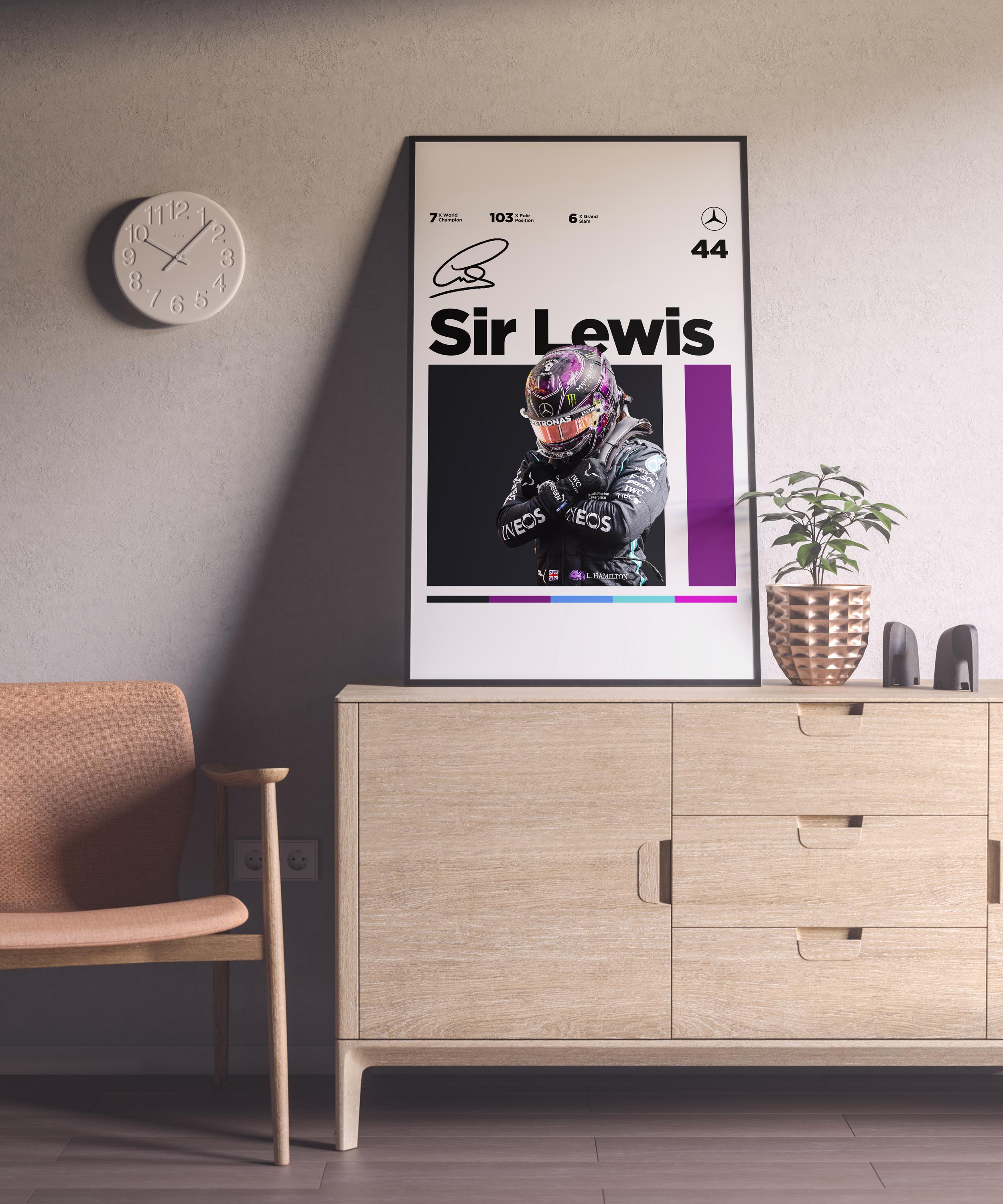 Sir Lewis Hamilton Car Poster, Minimalist Poster, Sports Poster, Wall ...