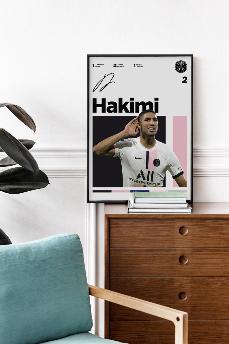 Achraf Hakimi Poster, Minimalist Poster, Sports Poster, Wall Art, Wall ...