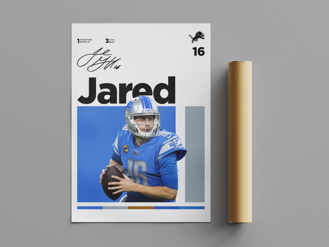 Jared Goff Poster, Minimalist Poster, Sports Poster, Wall Art, Wall ...