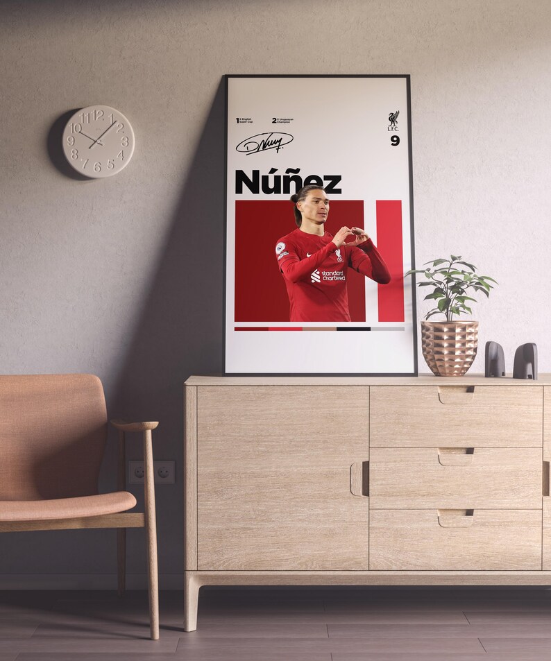 Darwin Núñez Poster, Minimalist Poster, Sports Poster, Wall Art, Wall ...