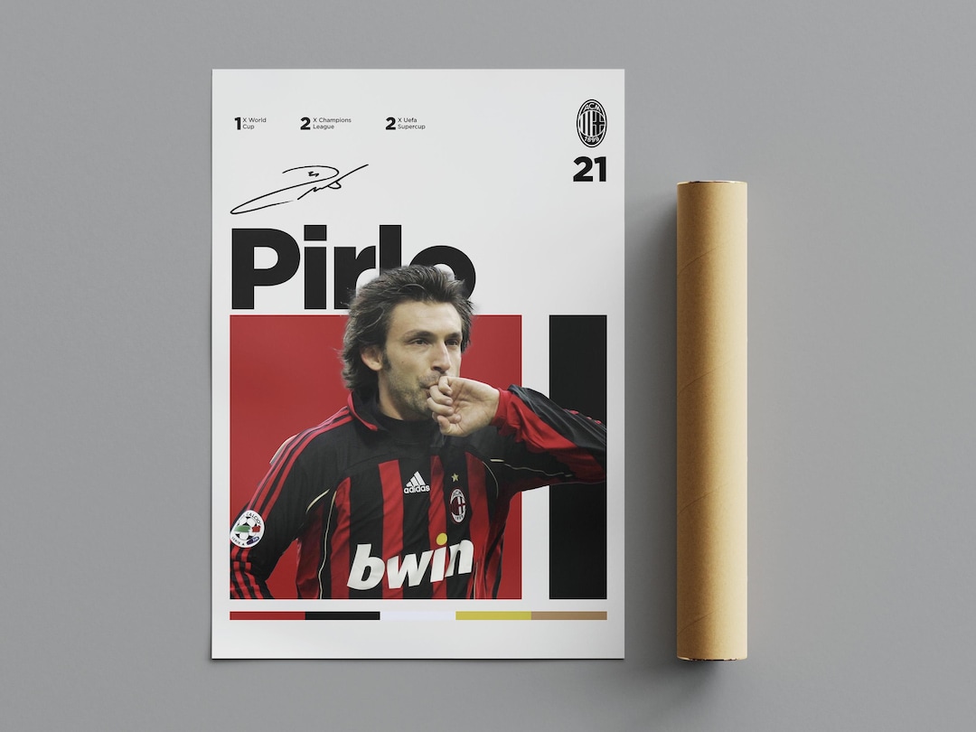 Andrea Pirlo Poster, Minimalist Poster, Sports Poster, Wall Art, Wall ...
